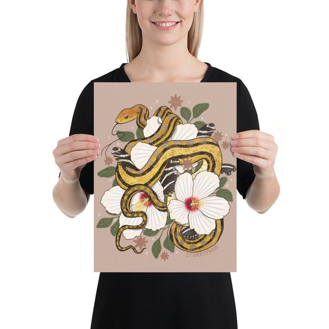 Yellow Rat Snake Florida Flora and Fauna Art Print Reptile Artwork - Etsy