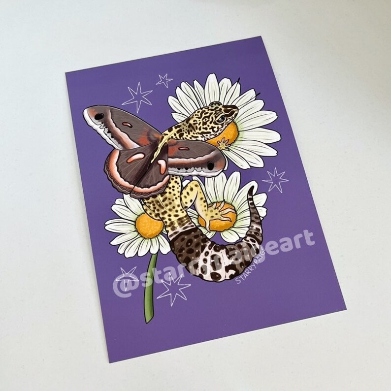 Leopard Gecko With Cecropia Moth Wings PRINT Fey Reptile Artwork - Etsy