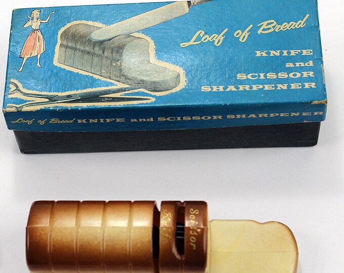 Retro Kitchen LOAF OF BREAD Shaped Knife and Scissor Sharpener W ...