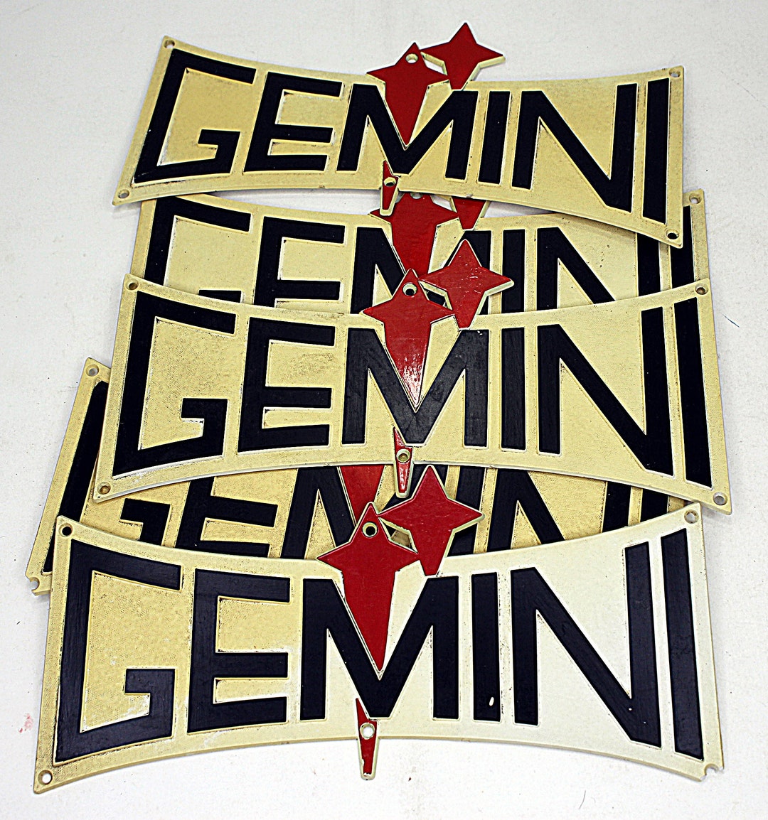 Set of 5 GEMINI Advertising Plaques/signs 9 1/2 Long 4 1/2 Tall With ...