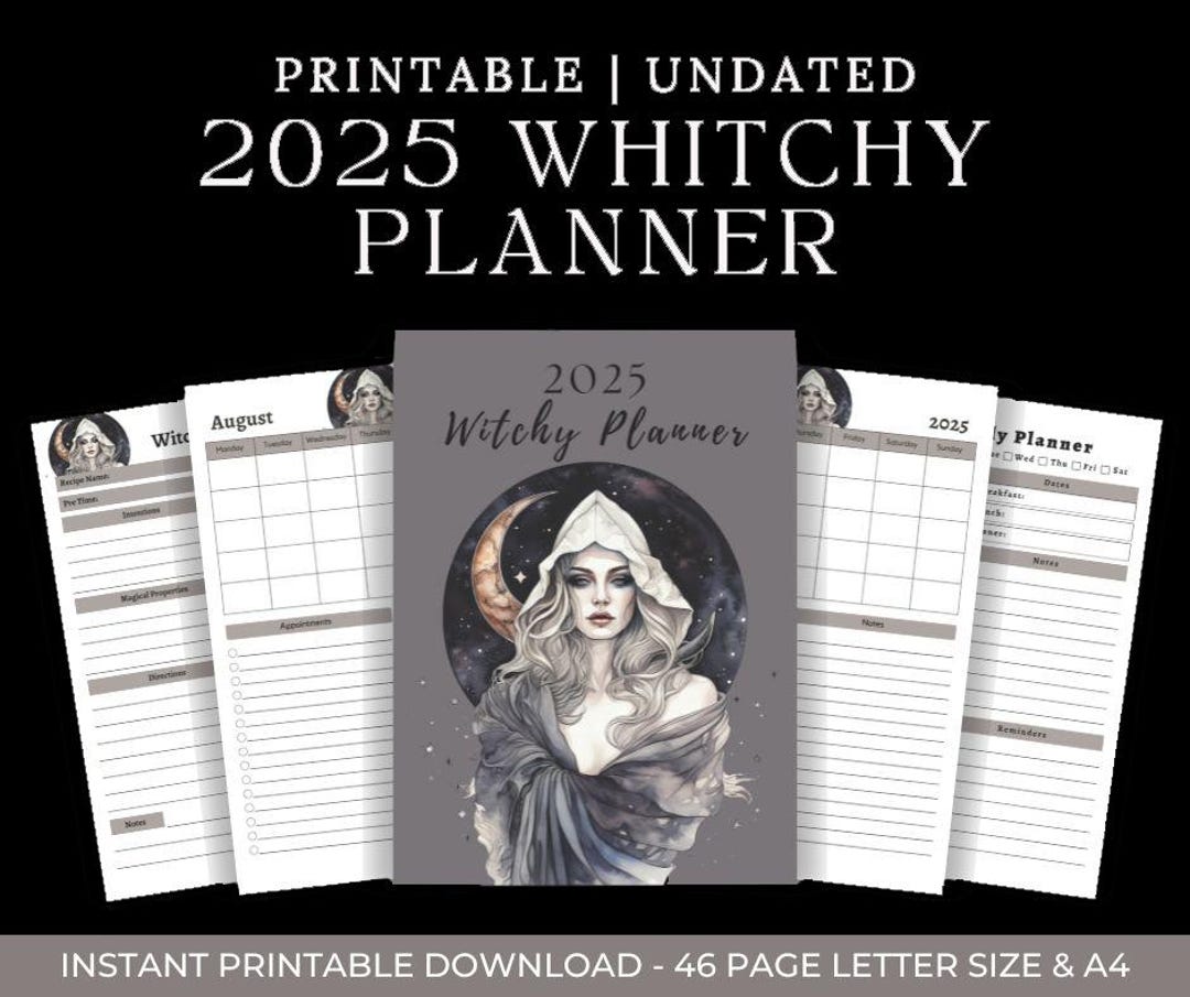 2025 Witchy Planner, Digital Download, 2025 Planner, 46 Page Planner ...