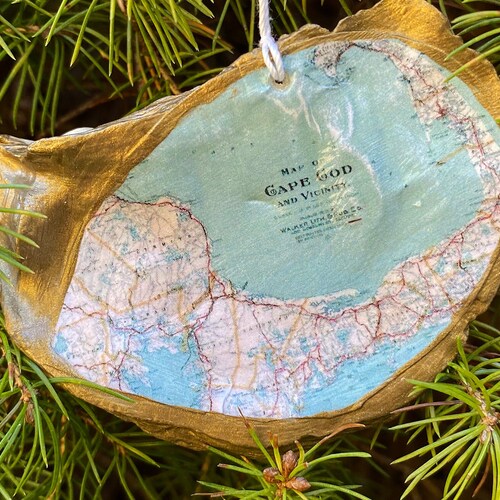 Cape Cod Map Oyster Shell Ornament - Etsy