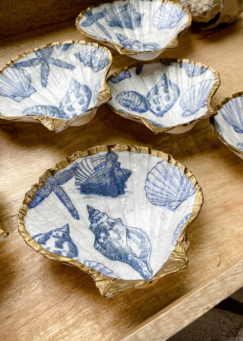 Blue Shells Scallop Shell Trinket Dish - Etsy