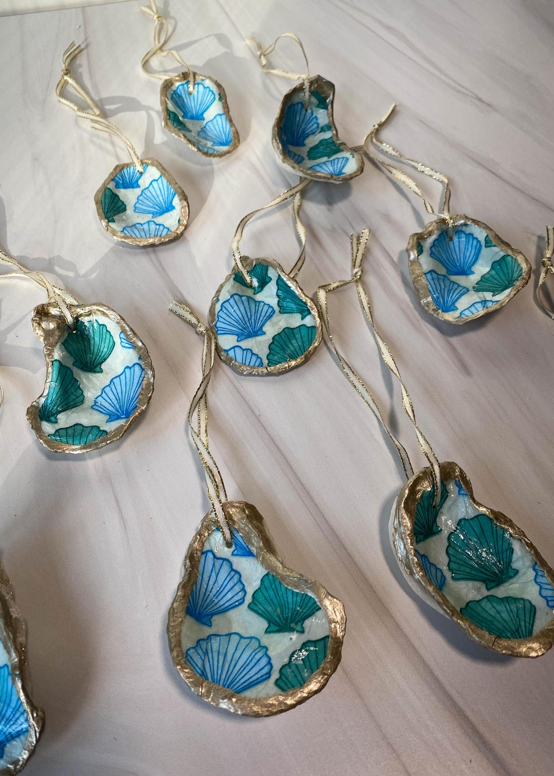 Mermaid Scallop Print Oyster Shell Ornament - Etsy