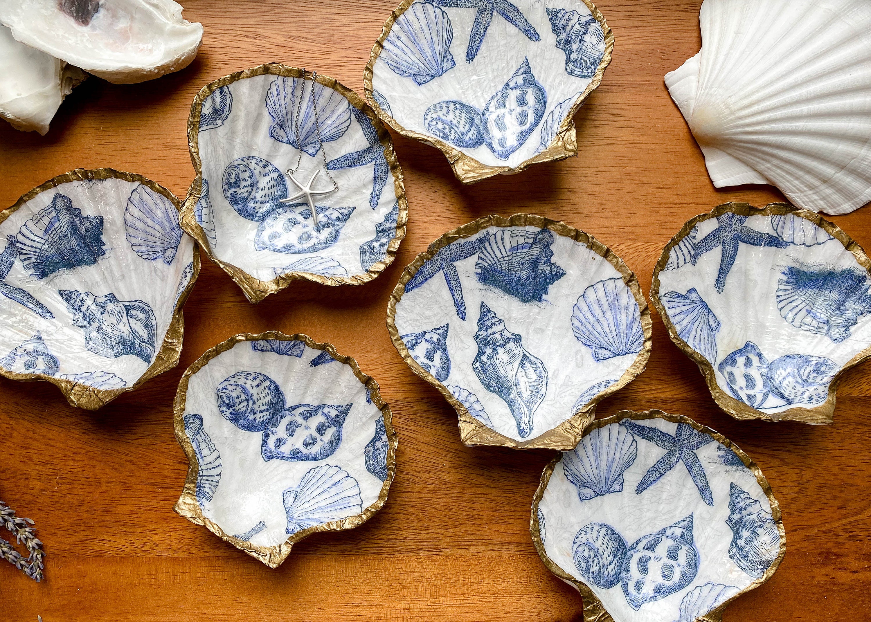 Blue Shells Scallop Shell Trinket Dish - Etsy