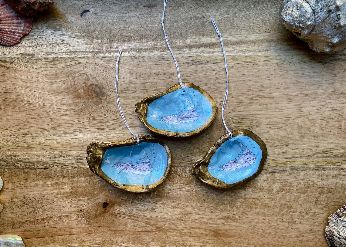 Nantucket Map Oyster Shell Ornament - Etsy
