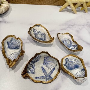 Blue Shells Design Oyster Shell Ring Dish - Etsy