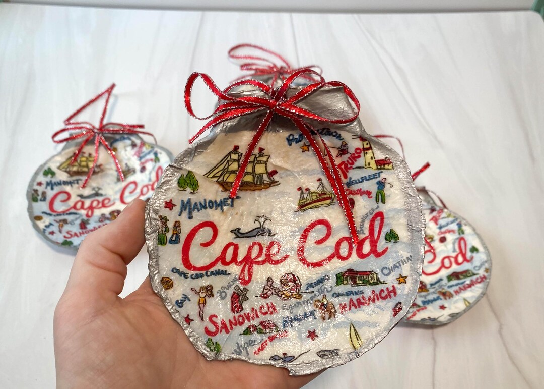 Cape Cod Map Flat Scallop Shell Ornament - Etsy