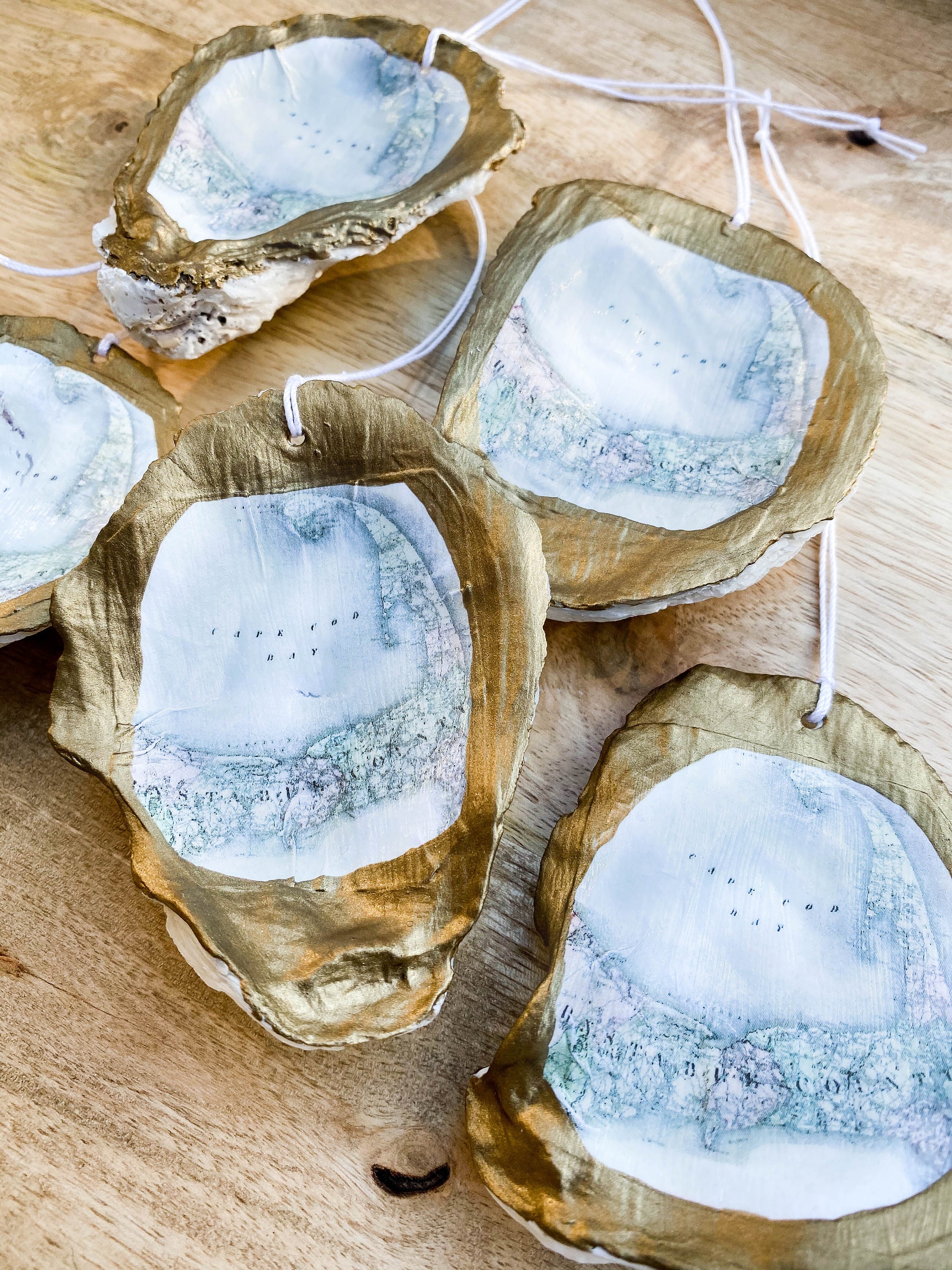 Vintage Cape Cod Map Oyster Shell Ornament - Etsy