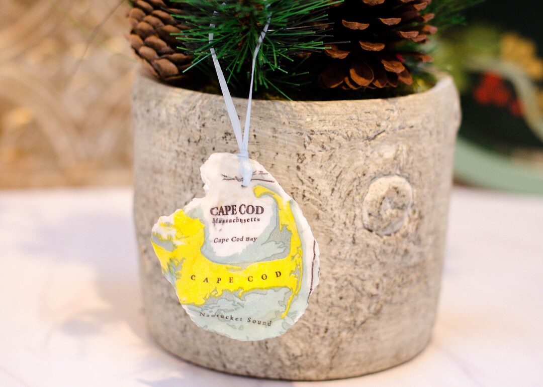 Cape Cod Map Oyster Shell Ornament - Etsy