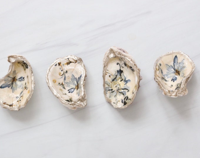 Floral Oyster Shell Ring Dish - Etsy