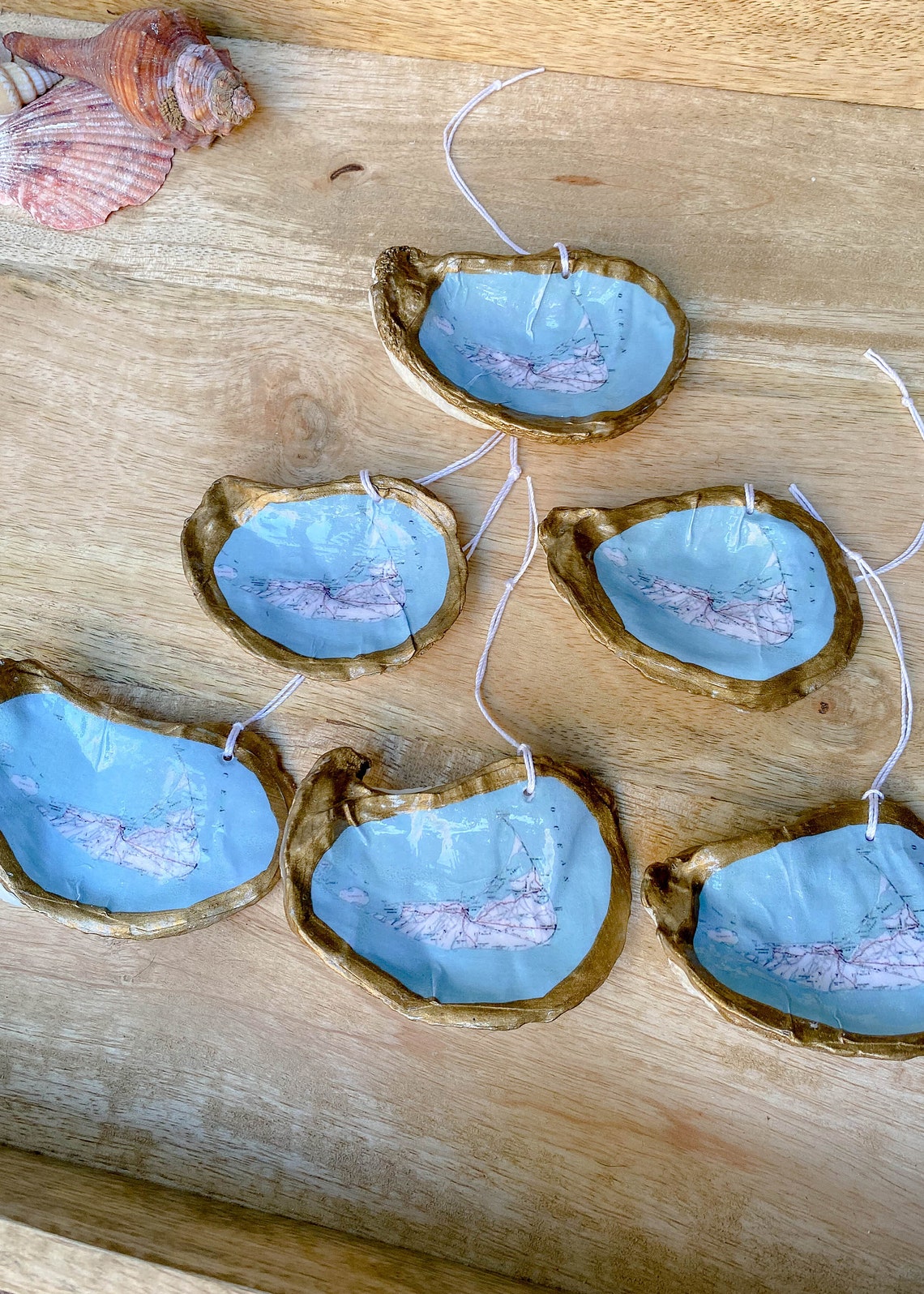Nantucket Map Oyster Shell Ornament | Etsy