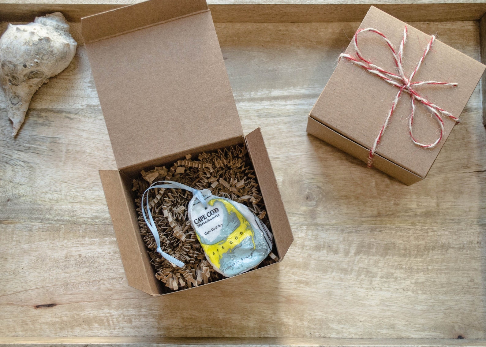 Cape Cod Map Oyster Shell Ornament in Gift Box - Etsy