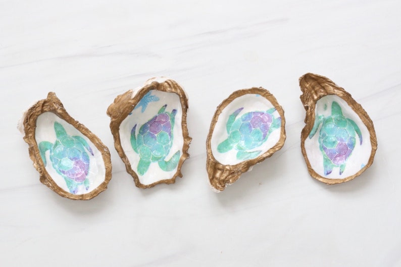 Sea Turtle Oyster Shell Ring Dish - Etsy