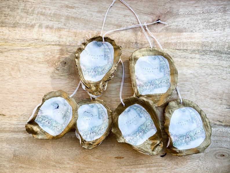 Vintage Cape Cod Map Oyster Shell Ornament - Etsy