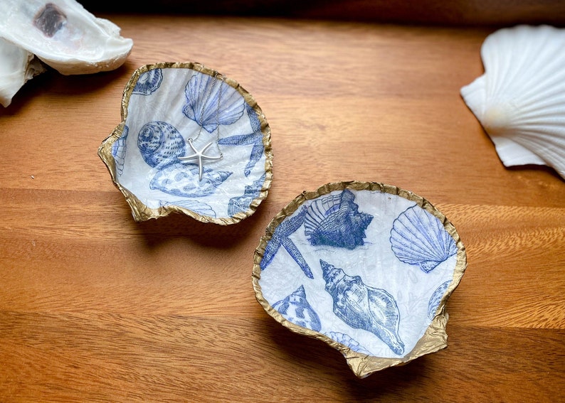 Blue Shells Scallop Shell Trinket Dish - Etsy