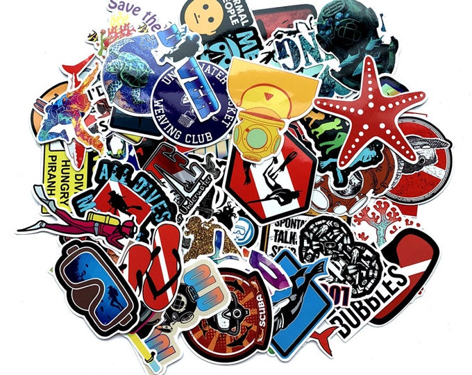 SCUBA Diving Sticker Set Dive Life 60pc Laptop Phone - Etsy
