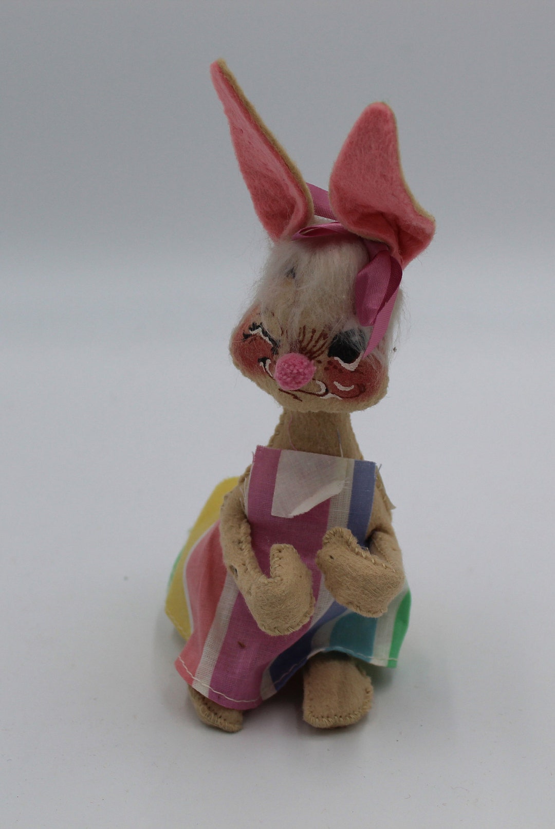 Vintage Annalee Easter Bunny Doll: 1965/1971 Striped Dress Decor - Etsy