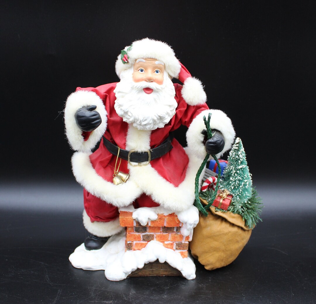 Santa Coming Out of the Chimney Table Top Statue Figurine Christmas ...