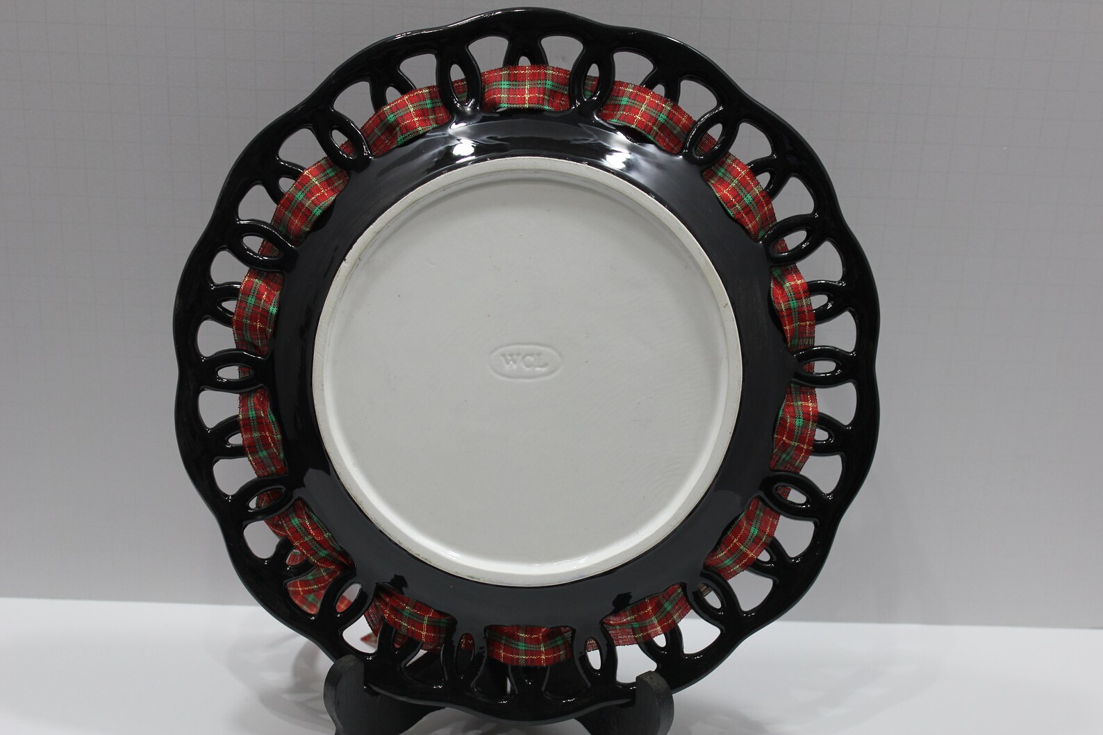 Vintage WCL Hand Painted Black Lattice Cardinals China Christmas Plate ...