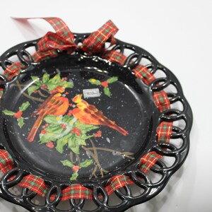 Vintage WCL Hand Painted Black Lattice Cardinals China Christmas Plate ...