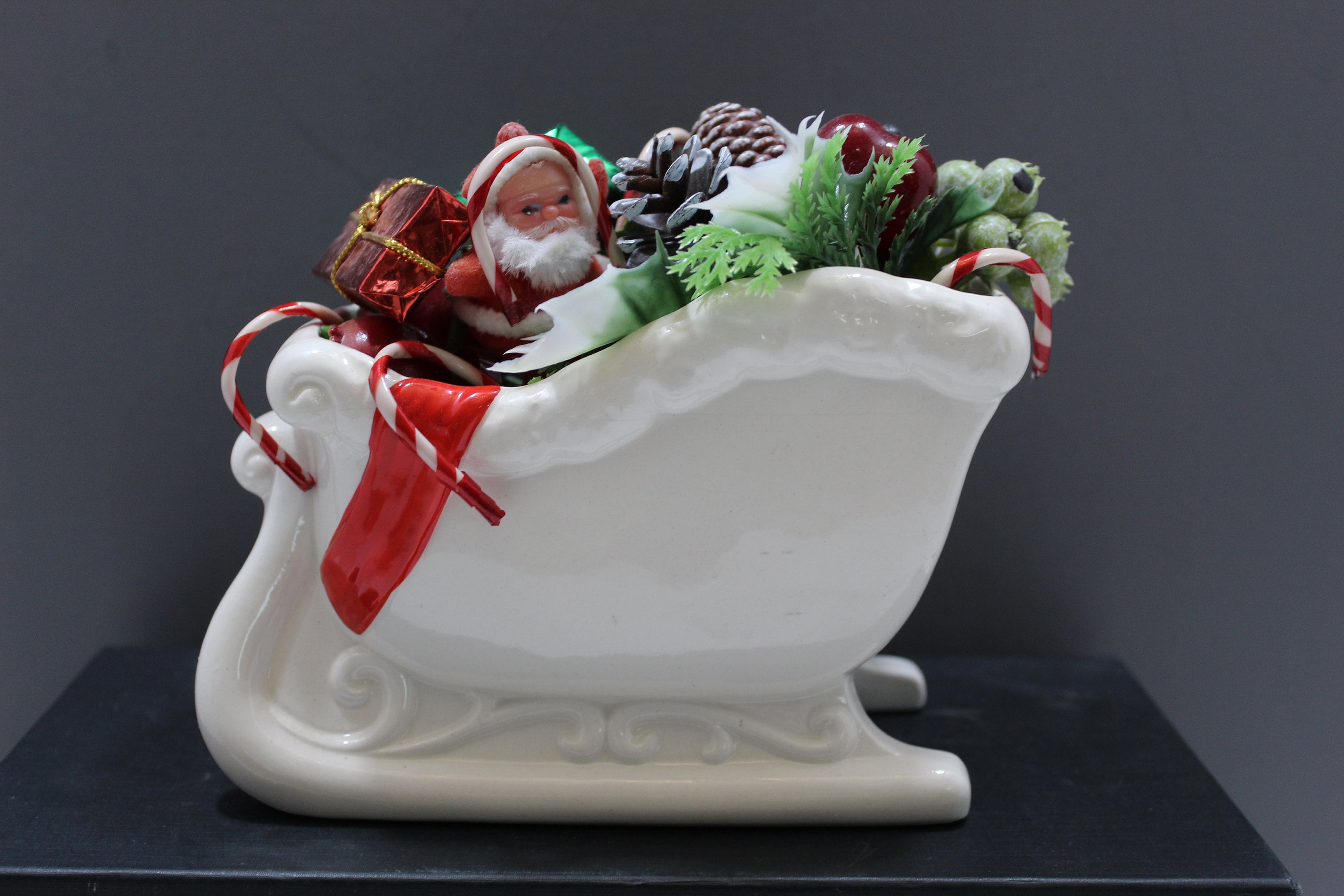 Vintage Norcrest Christmas Ceramic Sleigh Planter Candy Dish Japan - Etsy
