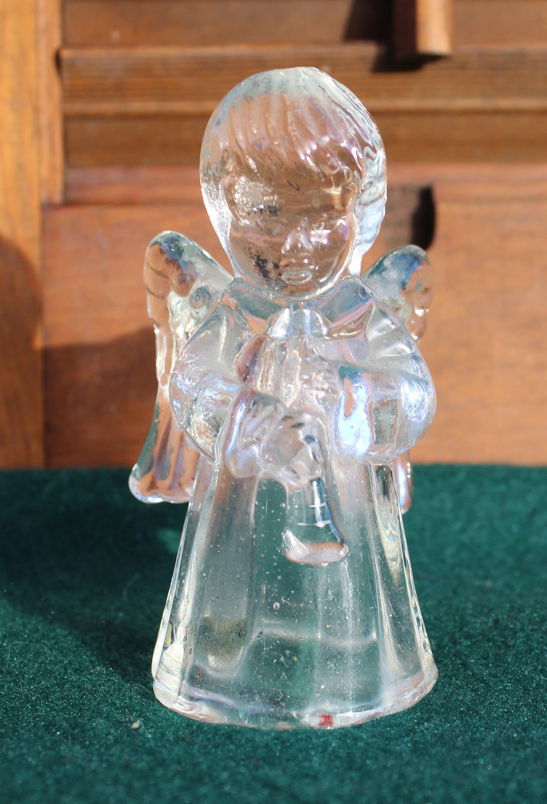 Vintage Heavy Lead Glass Christmas Lute Playing Angel Candle Holder ...