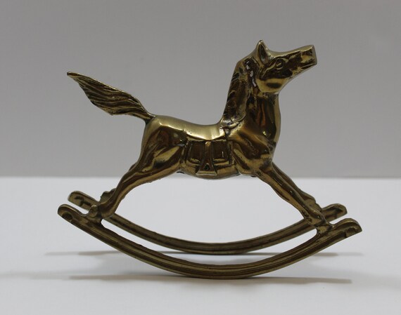 Vintage Solid Brass Rocking Horse Figurine Statue Taiwan - Etsy