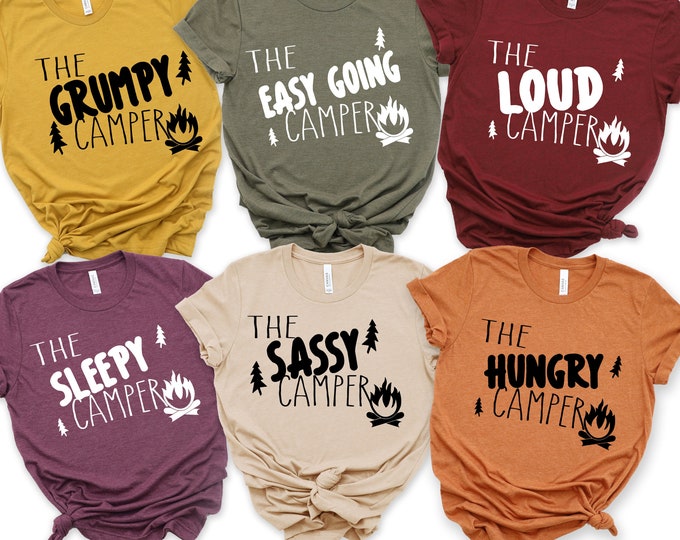 Family Camping Shirts, Camping T-shirts, Happy Camper, Matching Camping ...