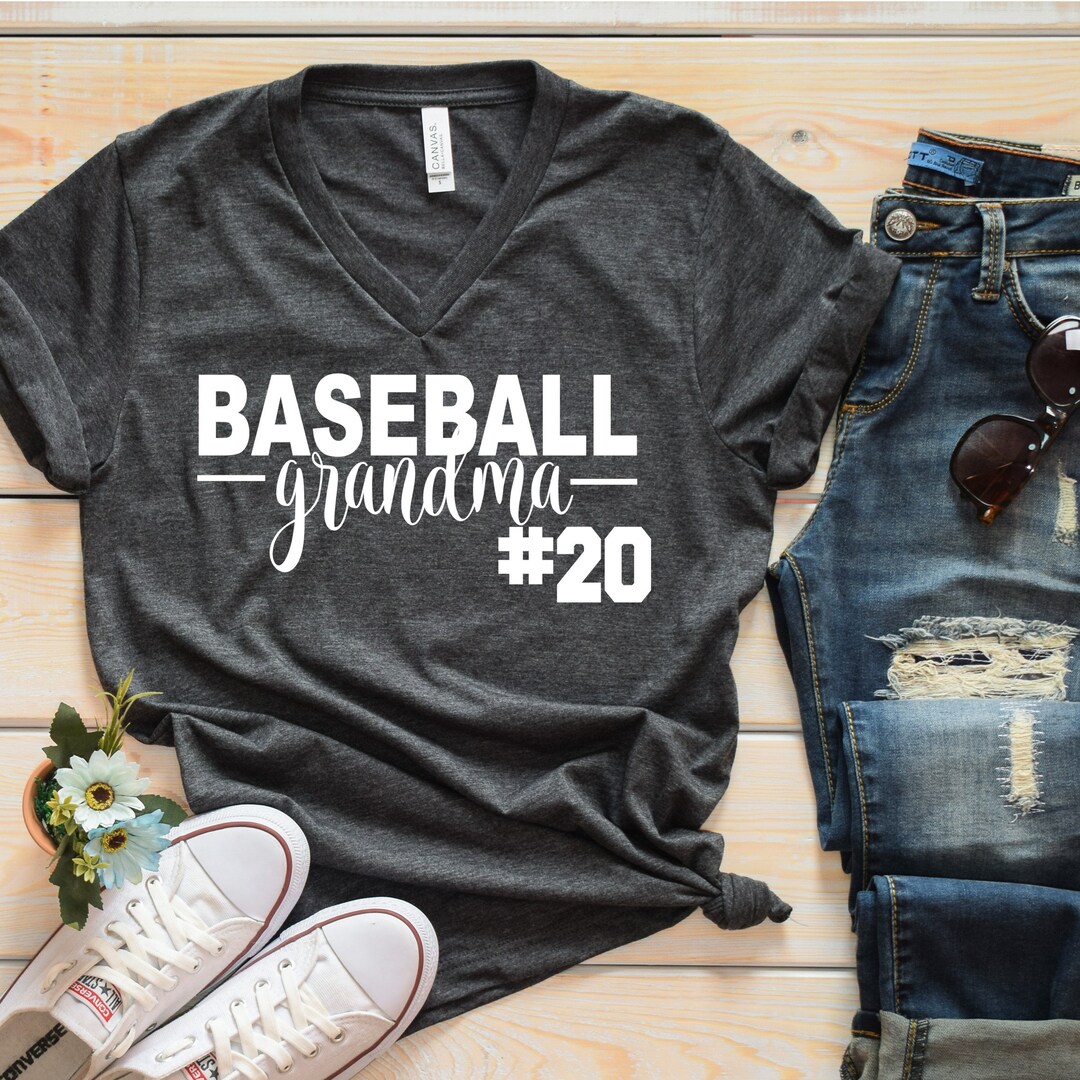 Baseball Grandma V Neck Shirt With Number - Custom Baseball Shirts ...