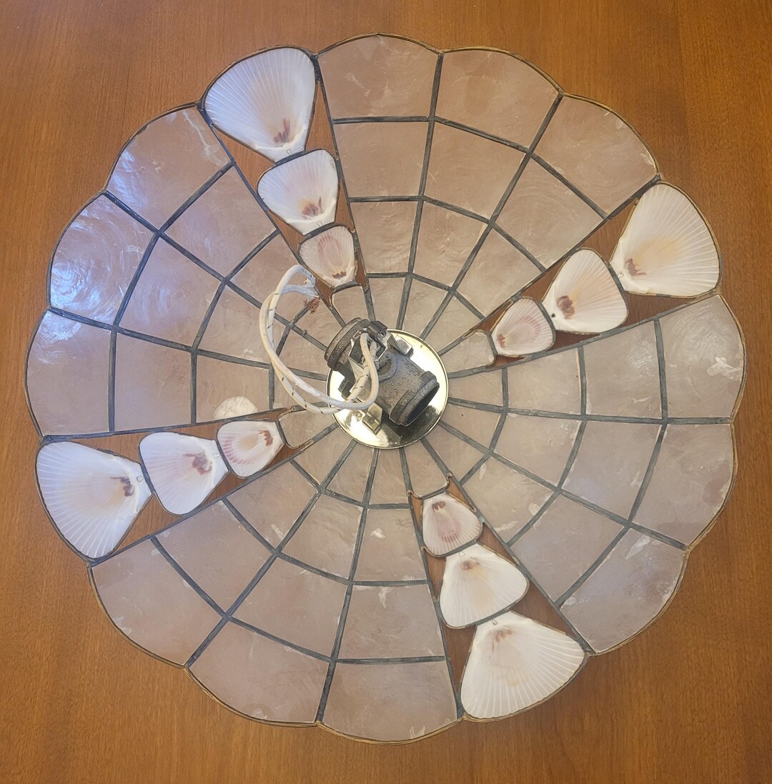 Capiz Shell Ceiling Light Lamp 70's Vintage - Etsy
