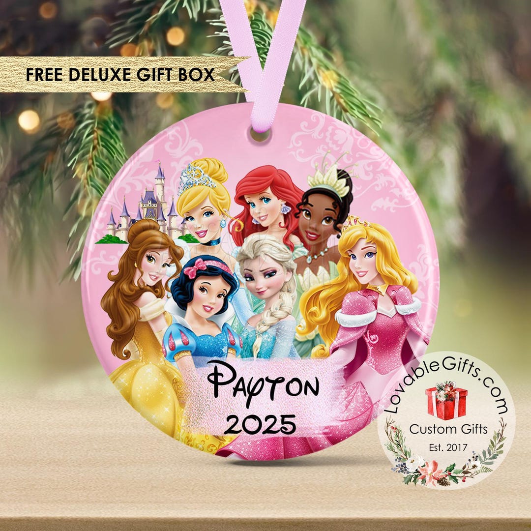 Personalized Princess Christmas Ornament - Disney Christmas Ornament - Etsy