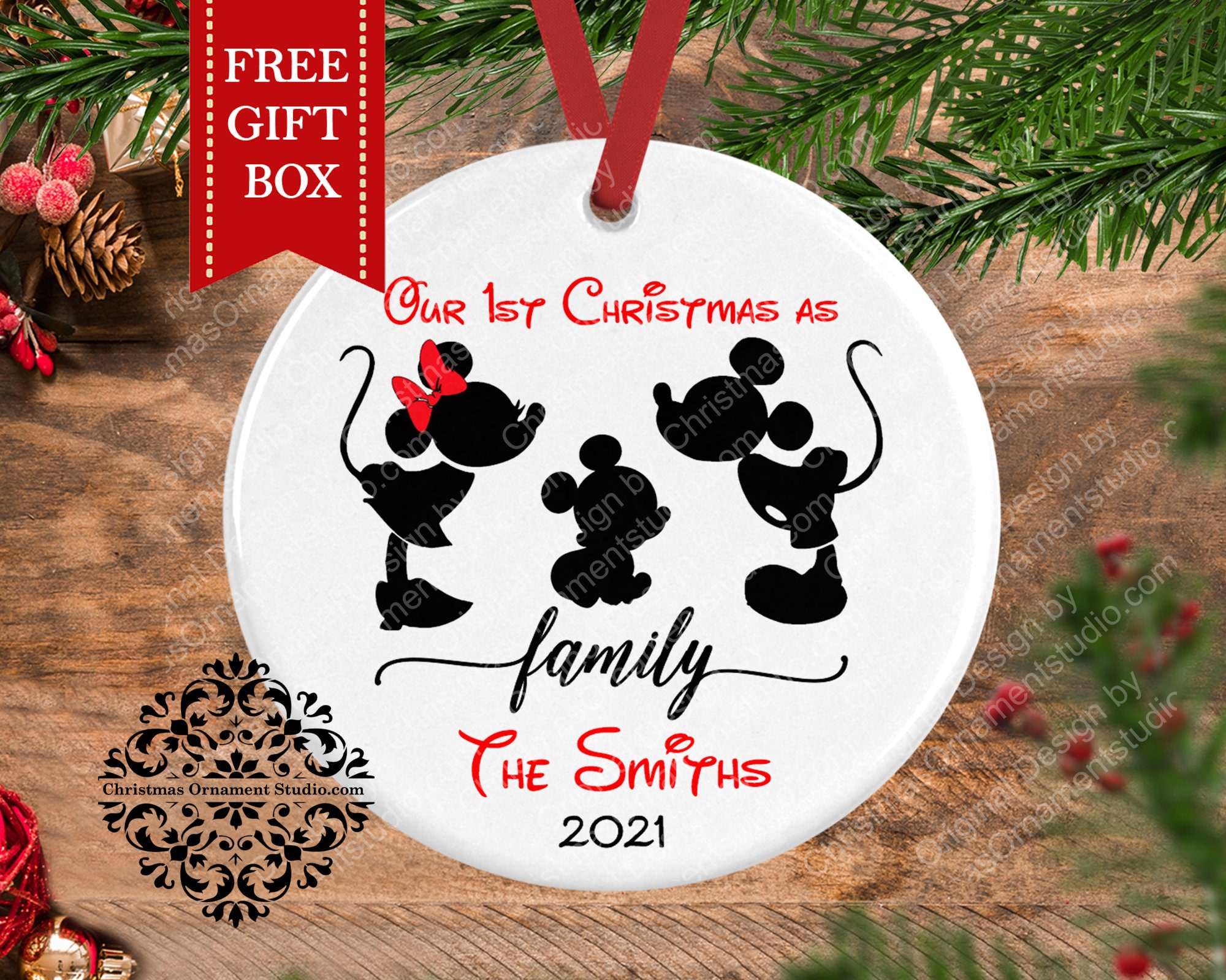 Disney First Christmas as a Family Ornament-mickey & Minnie | Etsy