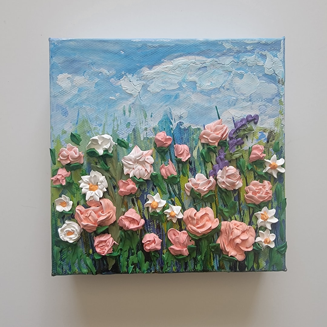 3D Painting, 3D Floral Painting, 3D Acrylic Painting, Mixed Media Art ...