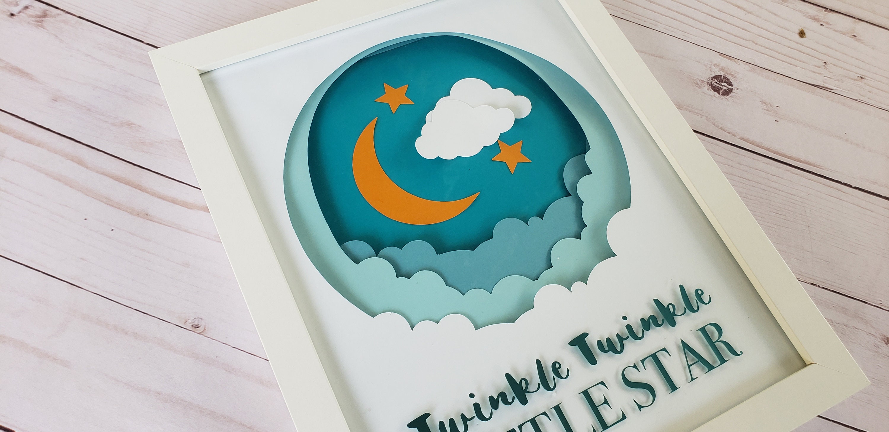 Paper cut diorama Twinkle Twinkle Little Star Shadow Frame | Etsy