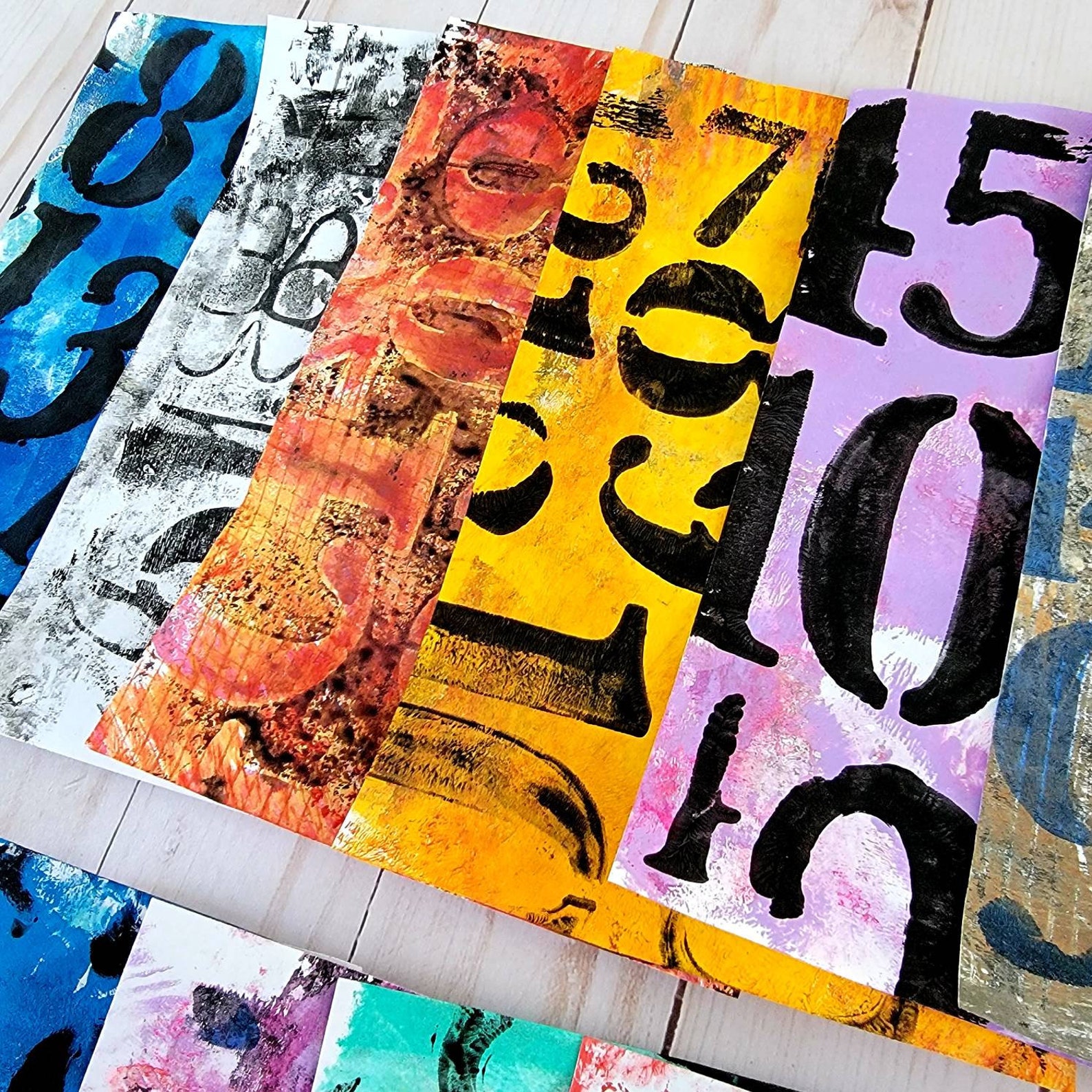 Numbers & Letters Mixed Media, Collage Paper Kits, Hand Painted Papers ...