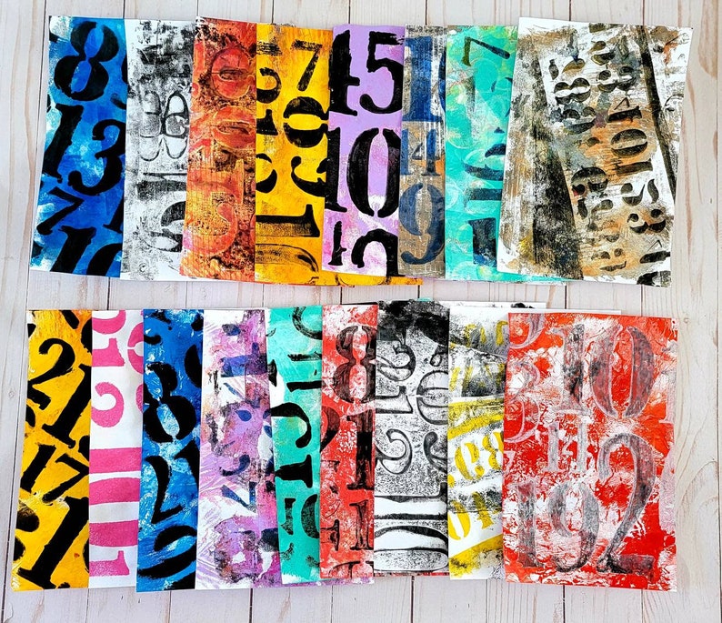 Numbers & Letters Mixed Media, Collage Paper Kits, Hand Painted Papers ...