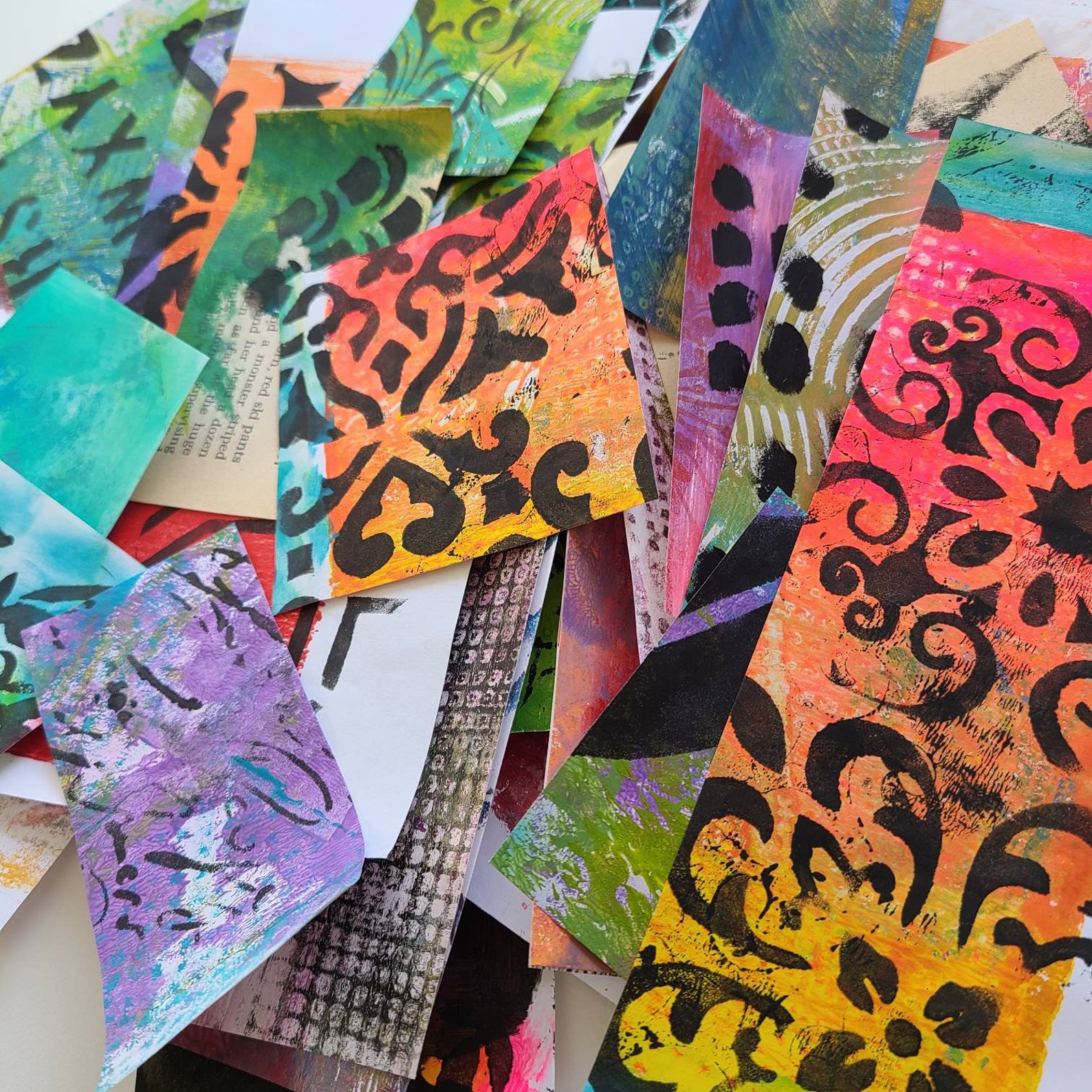 Mixed Media collage paper kits Hand painted papers.40 piece | Etsy