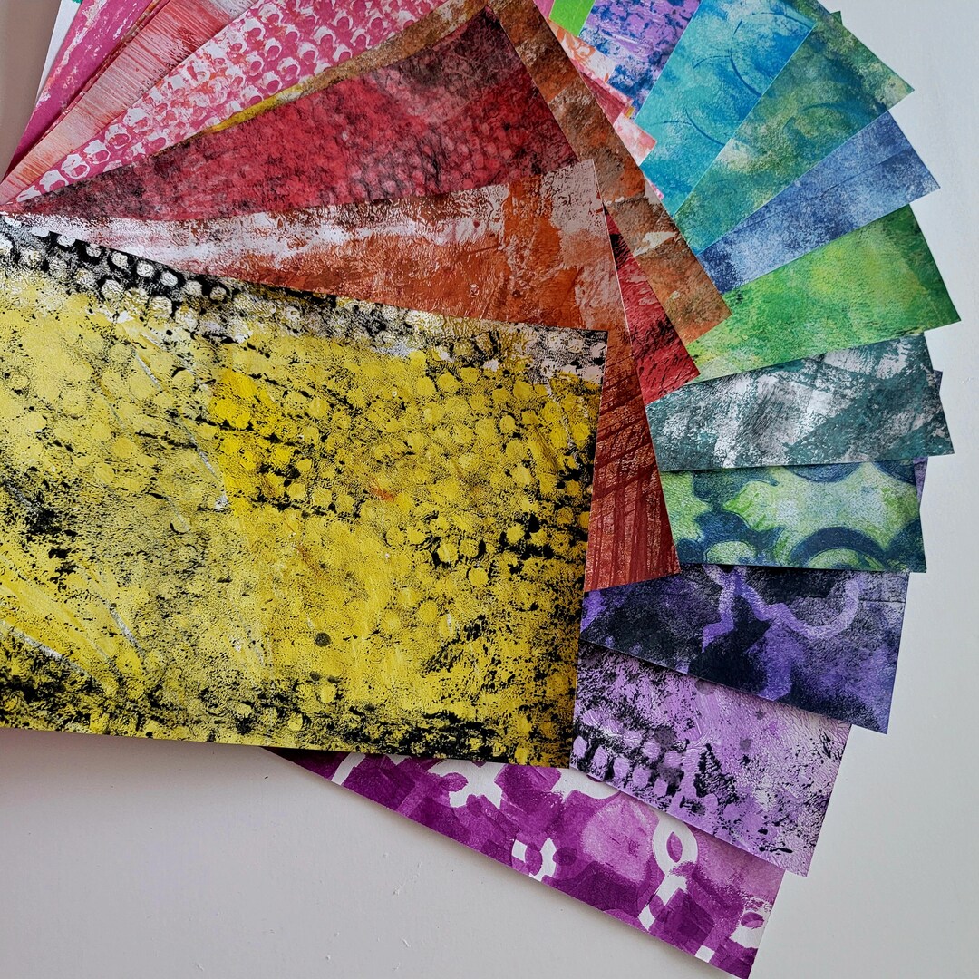 Multicolormixed Media, Collage Paper Kits, Hand Painted Papers. 24 ...