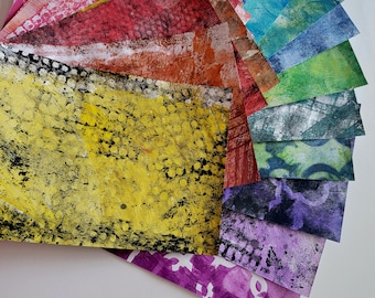 Assorted Handpainted Collage Papers, Gelli Print Paper, Multicolor ...
