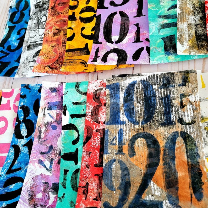 Numbers & Letters Mixed Media Collage Paper Kits Hand - Etsy