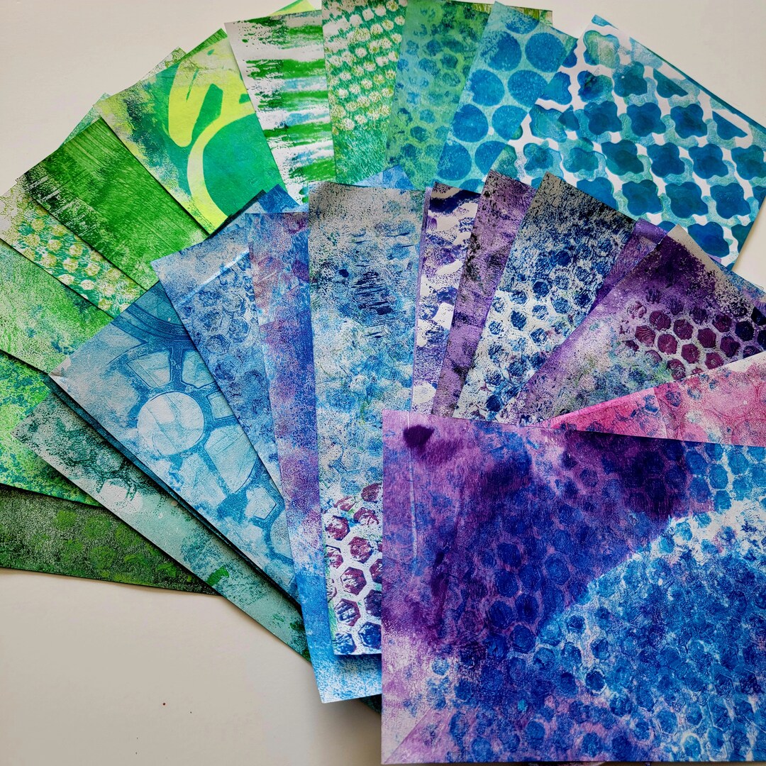 Multicolormixed Media, Collage Paper Kits, Hand Painted Papers. 24 ...