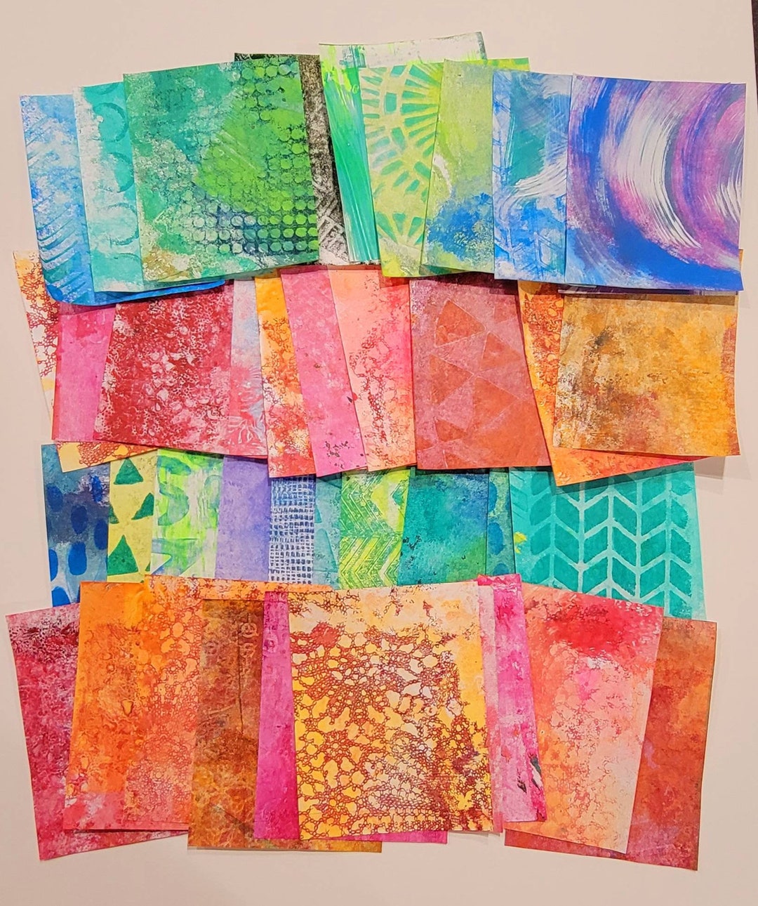 Multicolormixed Media, Collage Paper Kits, Hand Painted Papers. 40 A6 ...