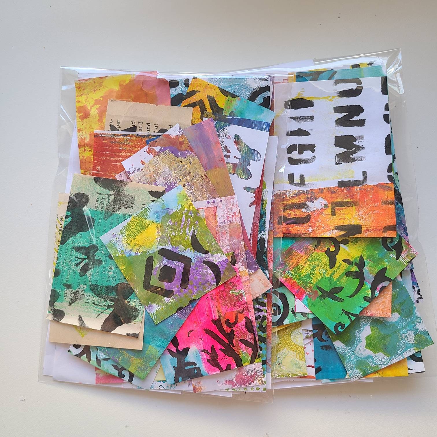 Mixed Media collage paper kits Hand painted papers.40 piece | Etsy