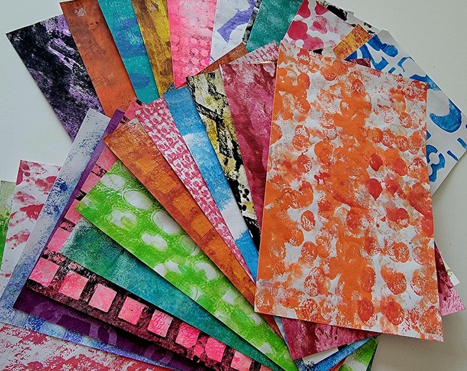 Multicolormixed Media, Collage Paper Kits, Hand Painted Papers. 24 ...