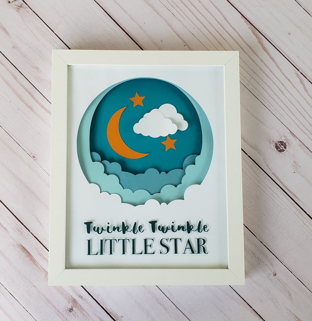 Paper Cut Diorama Twinkle Twinkle Little Star Shadow Frame, Birthday ...