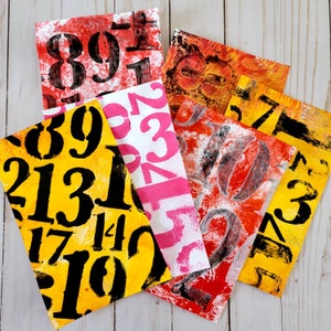 Numbers & Letters Mixed Media, Collage Paper Kits, Hand Painted Papers ...