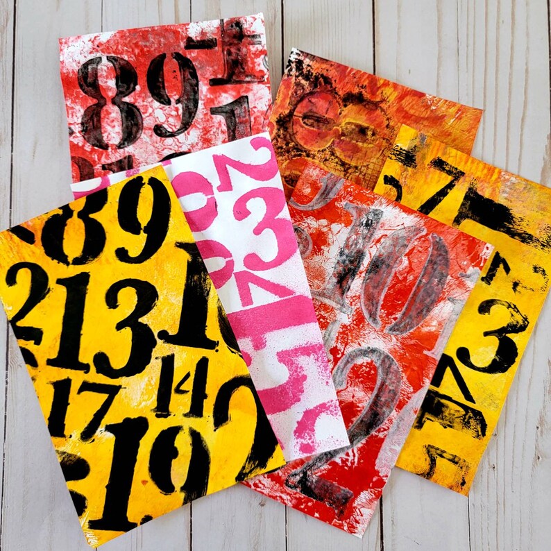 Numbers & Letters Mixed Media, Collage Paper Kits, Hand Painted Papers ...