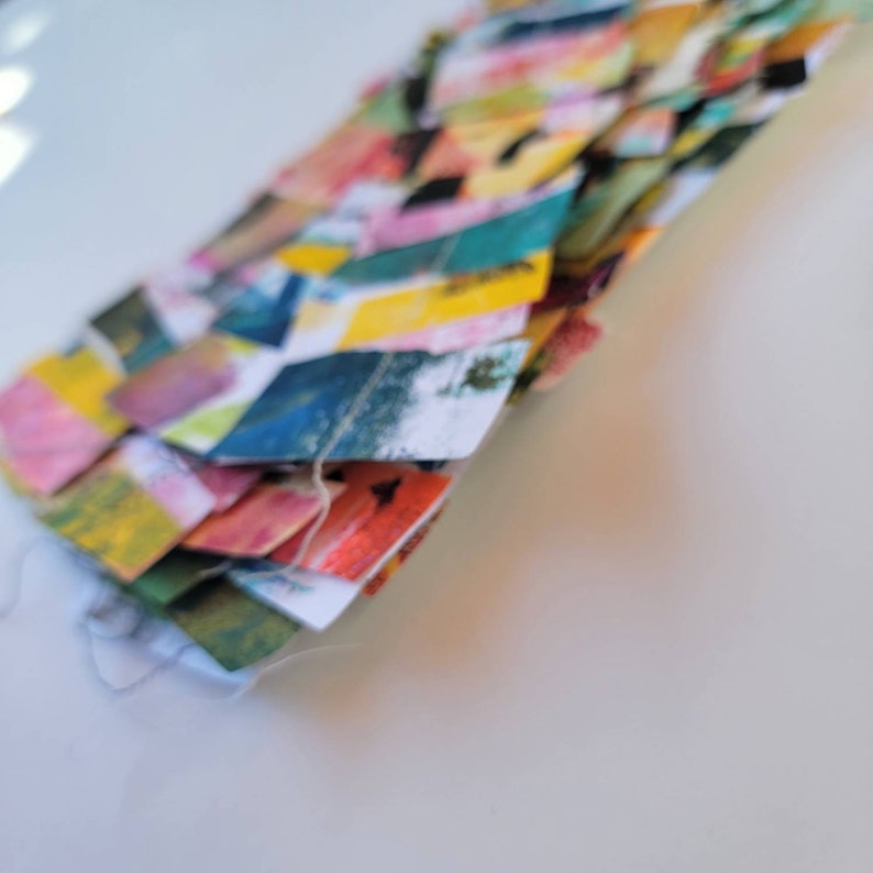 Collage Stitched Stripes, Collage Supplies, Set of 4, Handmade Snippet ...