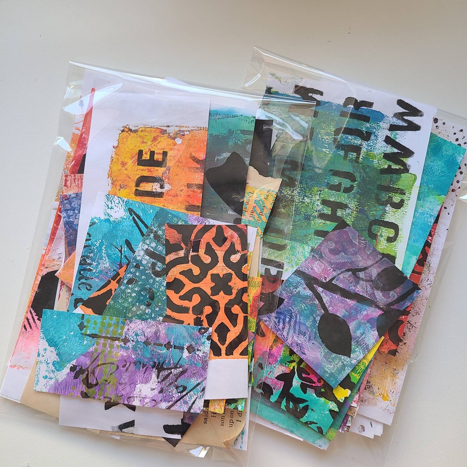 Mixed Media collage paper kits Hand painted papers.40 piece | Etsy